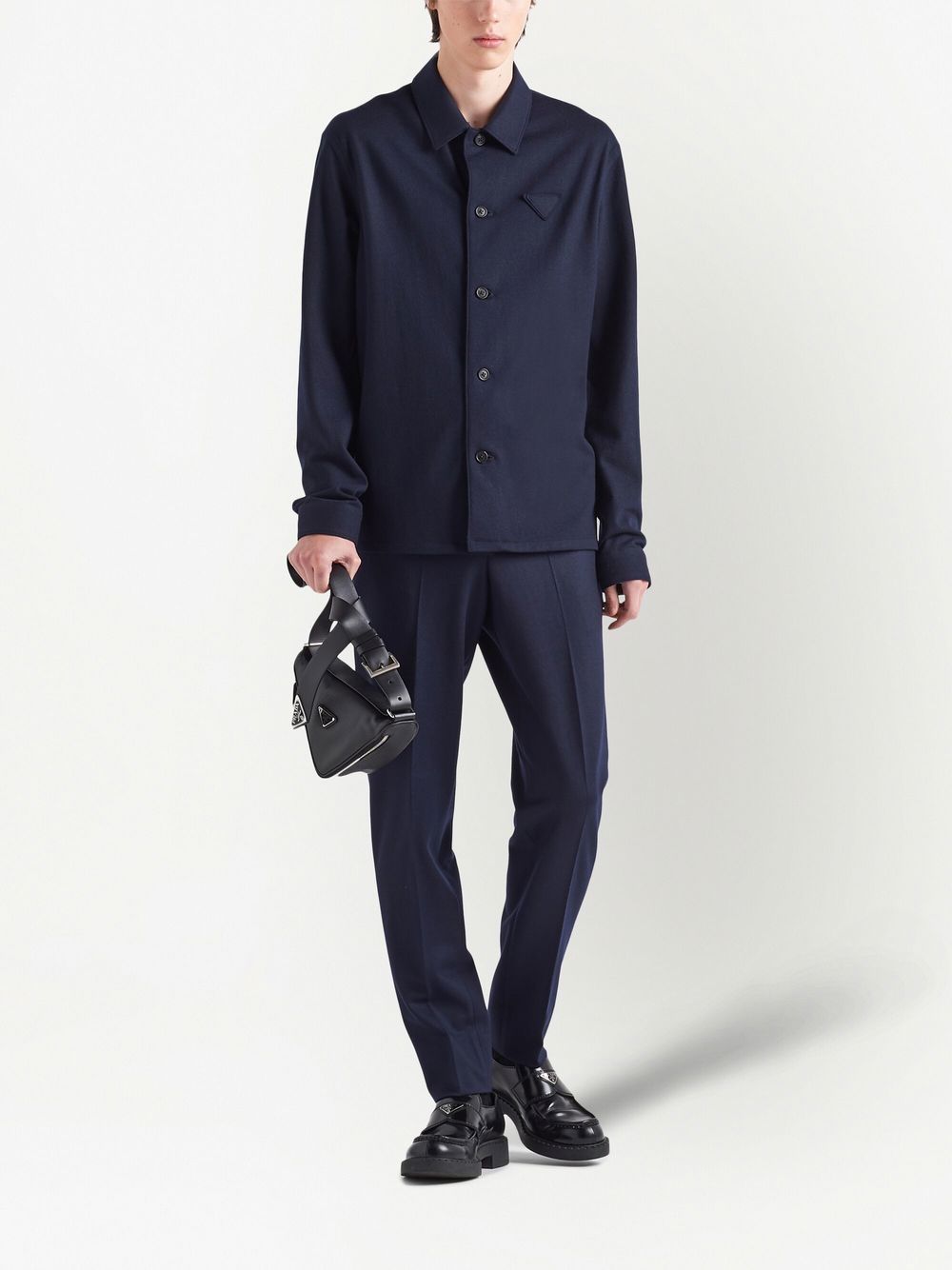 PRADA triangle-logo wool-blend shirt