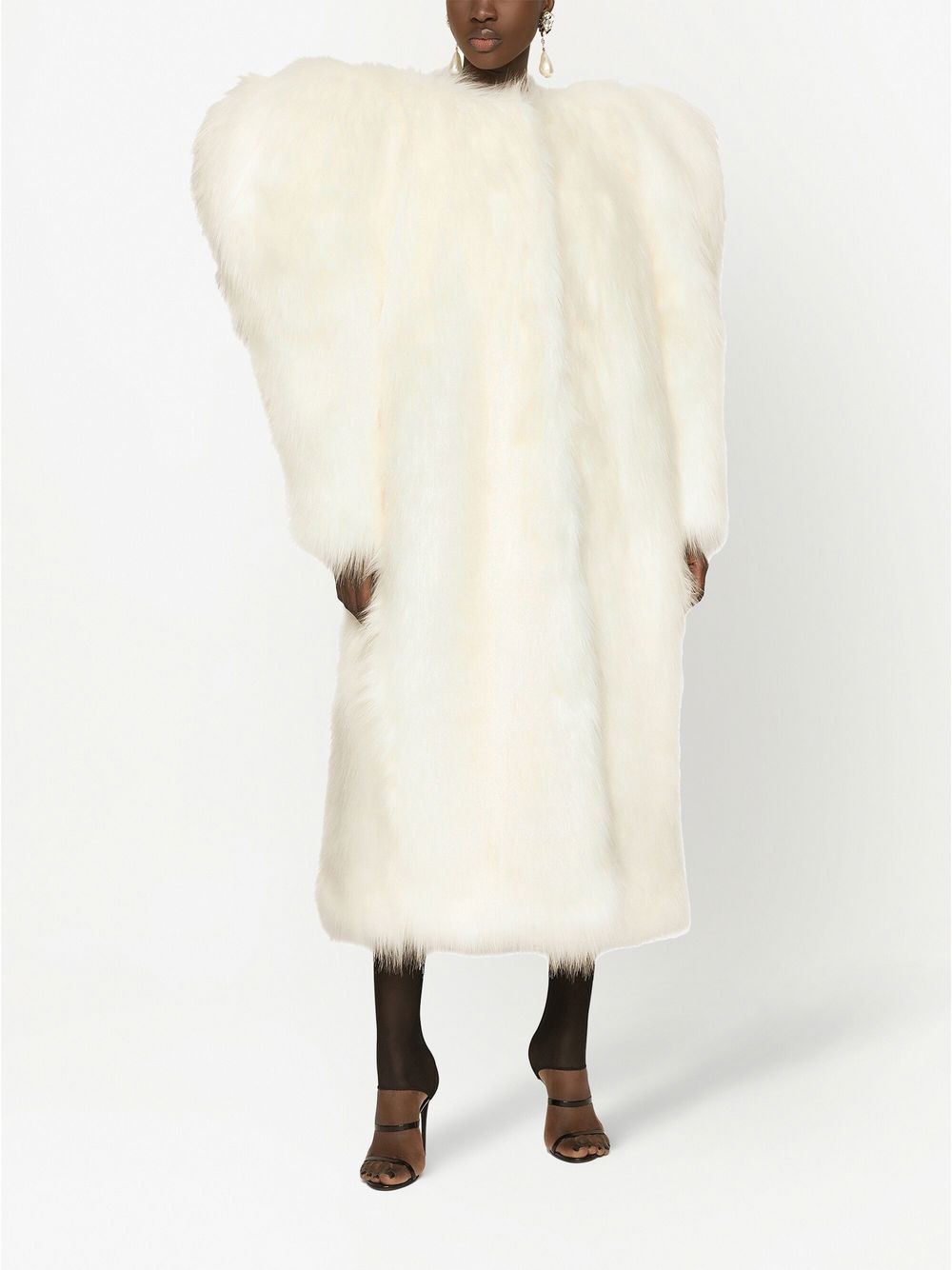 DOLCE & GABBANA Dolce & Gabbana Butterfly-Shoulder Faux-Fur Coat