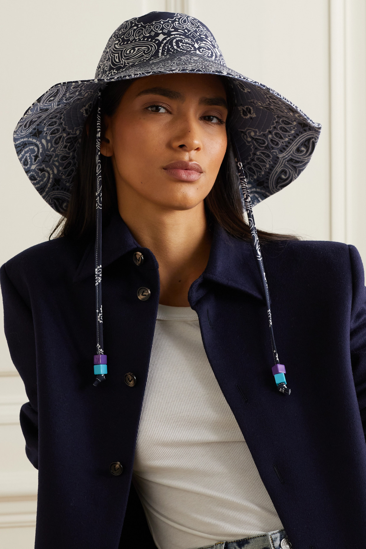 Call It By Your Name Capeline Bead-Embellished Paisley-Print 