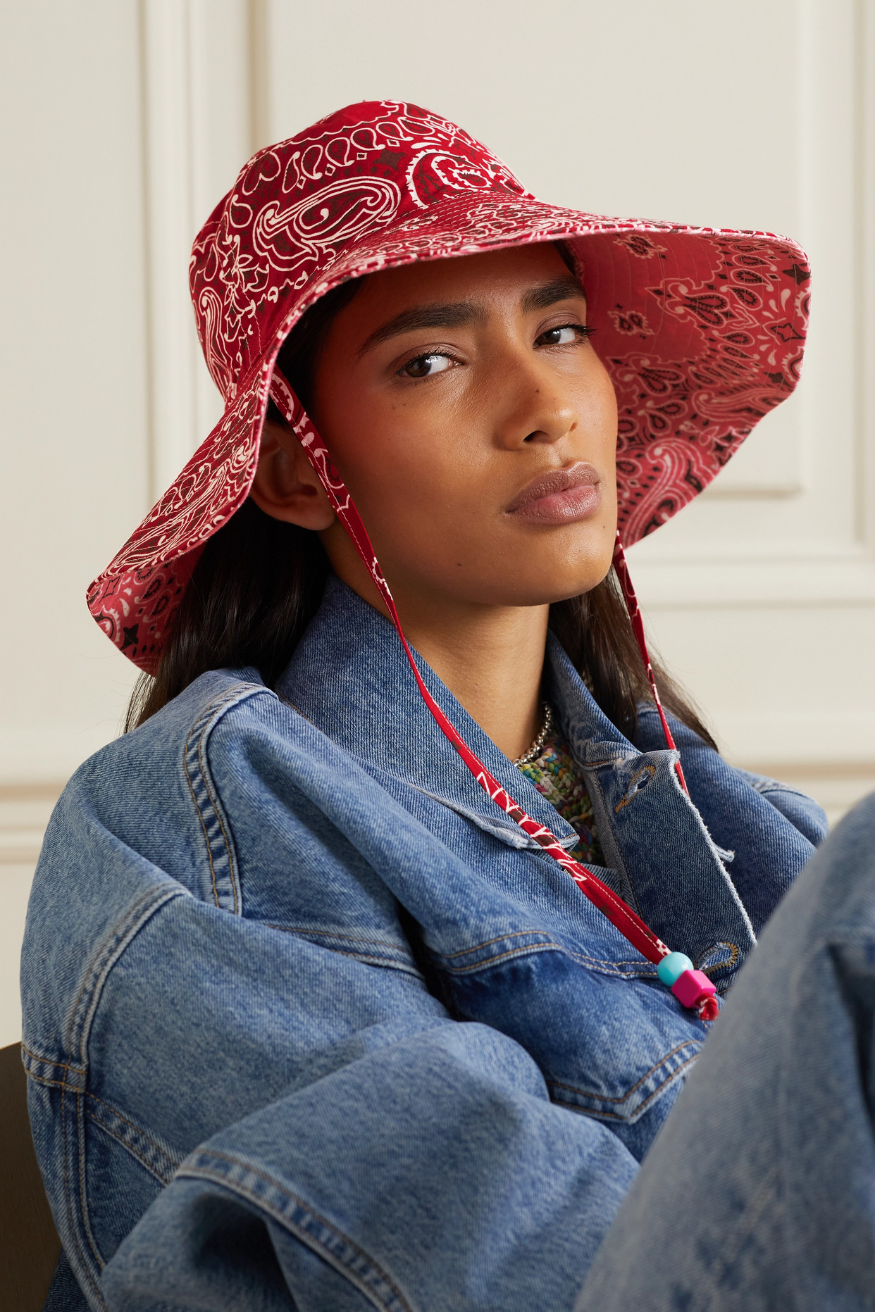 Call It By Your Name Capeline Bead-Embellished Paisley-Print