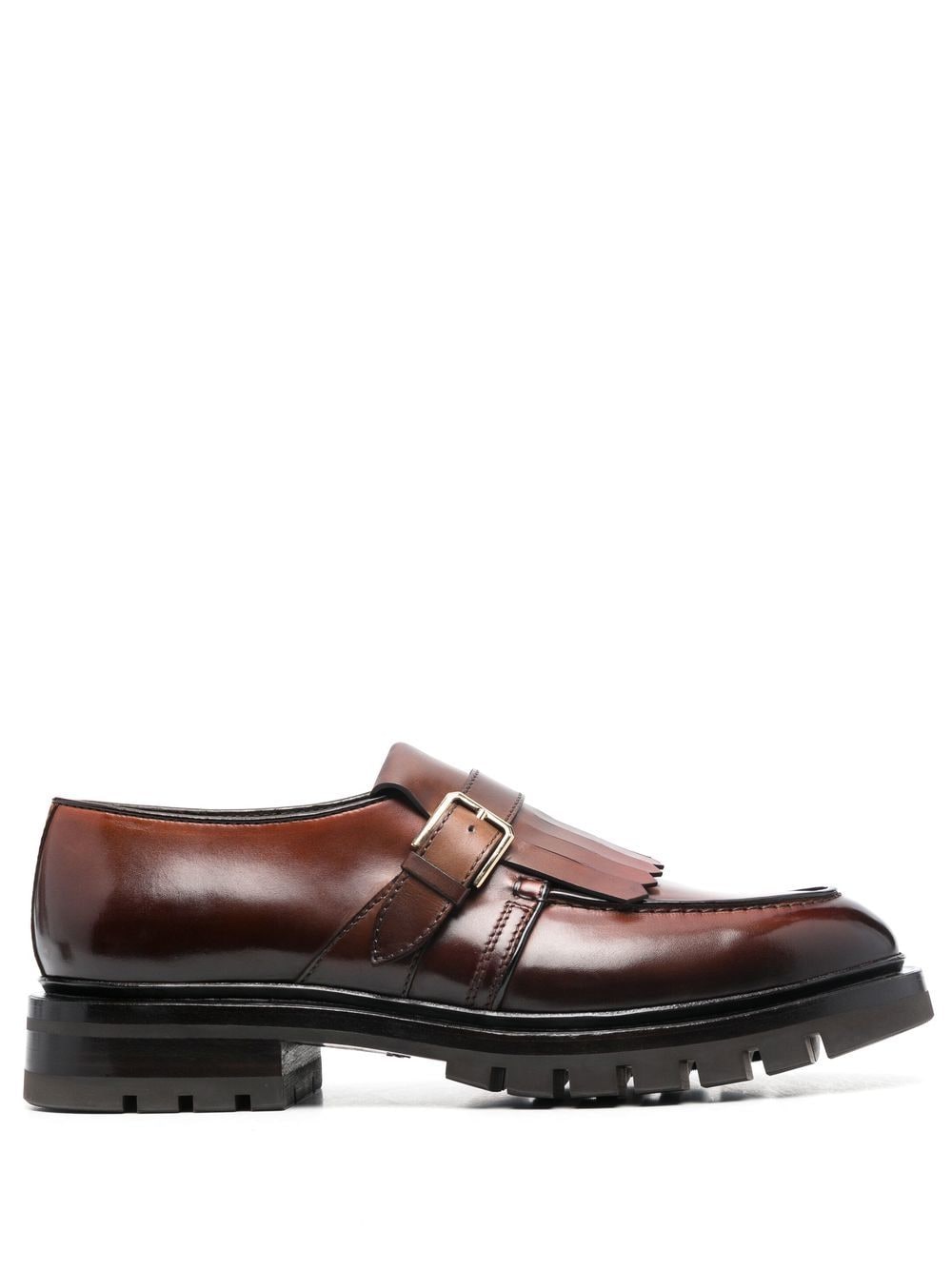 Santoni Fringed-Trim Loafers In Brown - 60% Off | Editorialist display picture 1
