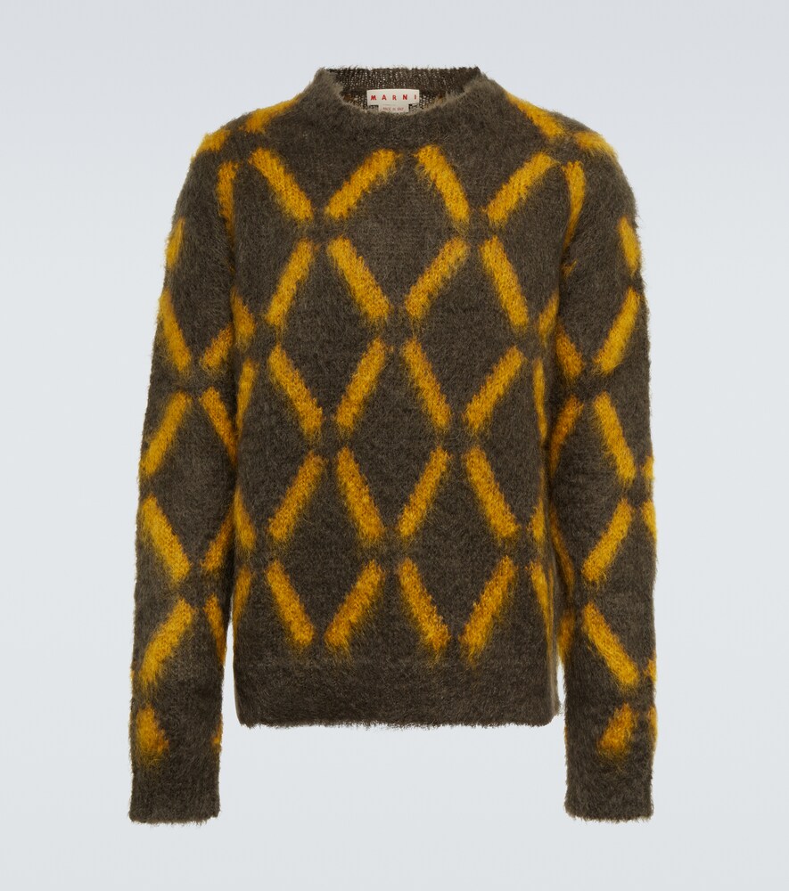 Buy Marni Intarsia Mohair-blend Sweater - Brown At 30% Off