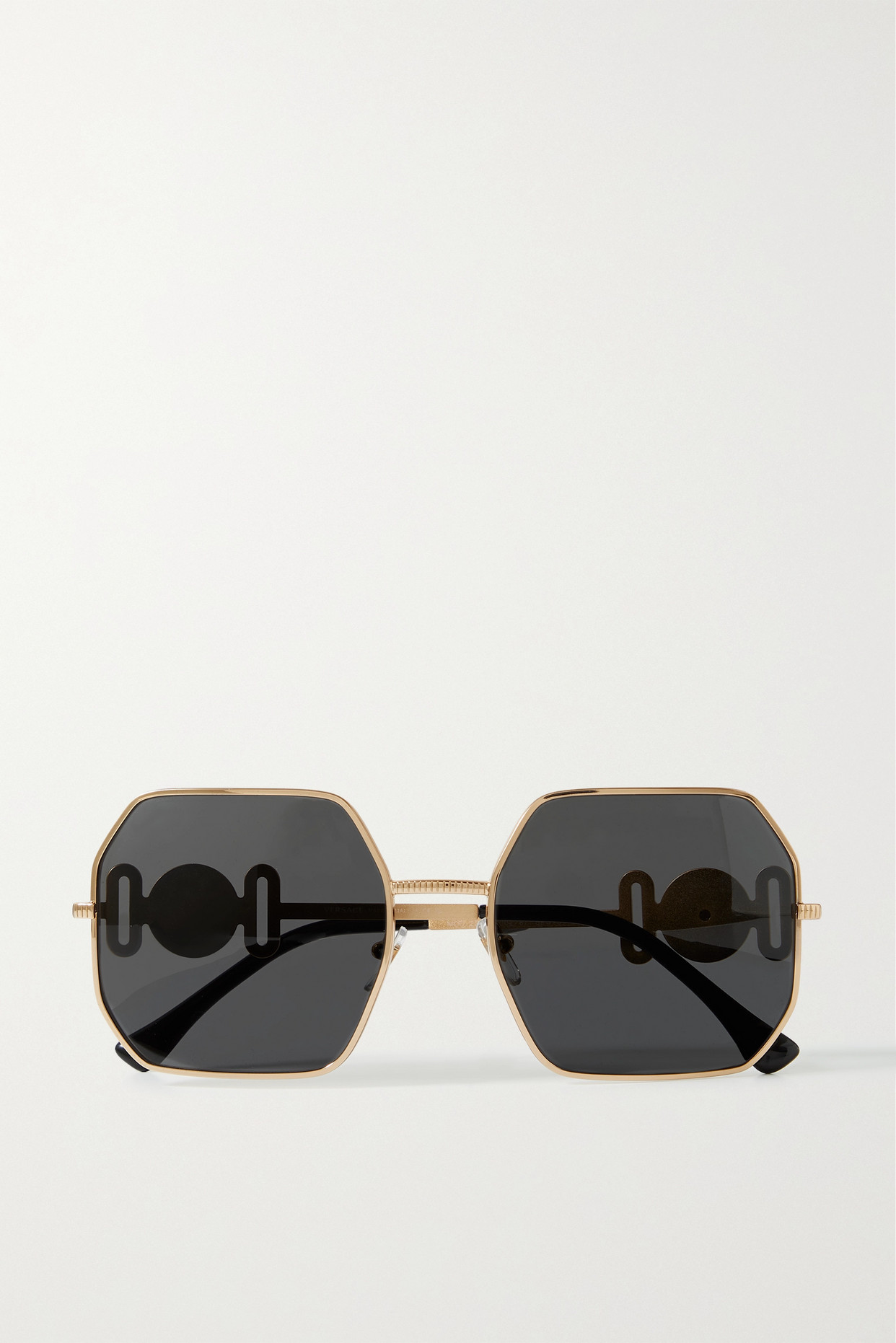 Versace Oversized Hexagon-Frame Gold-Tone Sunglasses  display picture 2