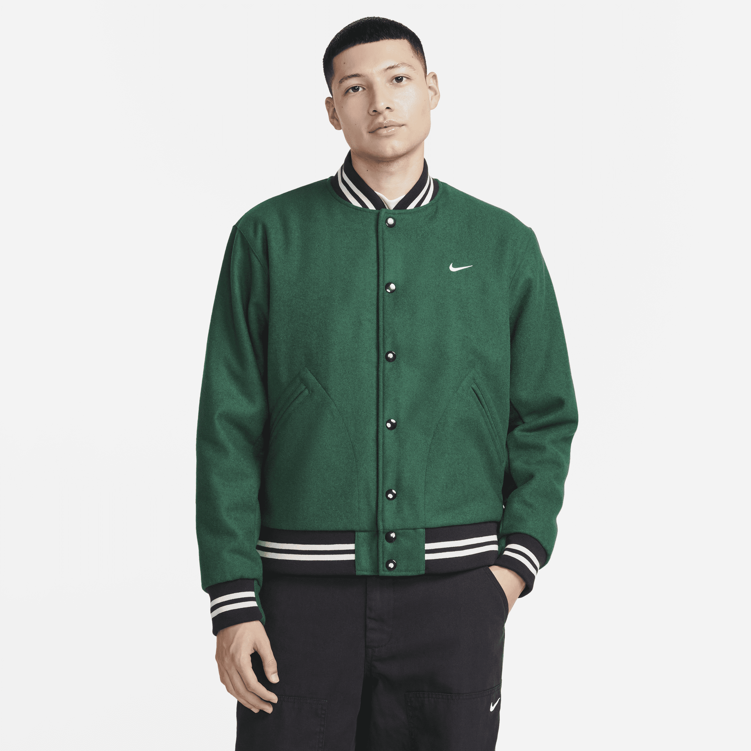 Nike Sportswear Authentics Varsity Jacket In Green - 45% Off | Editorialist Nike Sportswear Authentics Varsity Jacket In Green - 45% Off | Editorialist