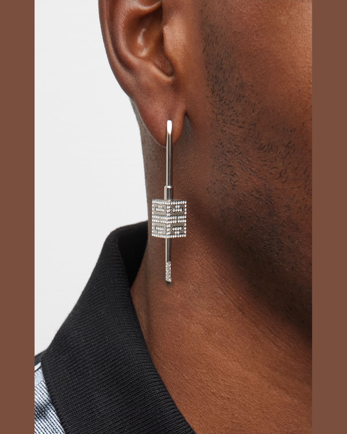 Givenchy Asymmetrical Crystal Pavé Lock Earrings - Silver