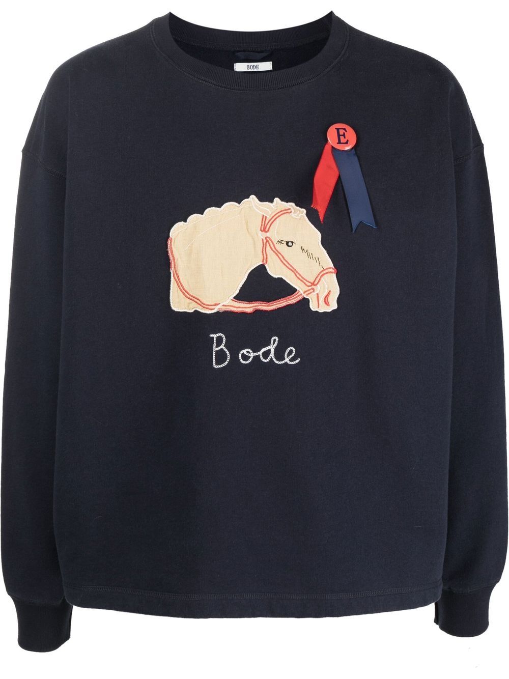 Bode Pony Appliqué Rosette Detail Sweatshirt - Blue | Editorialist