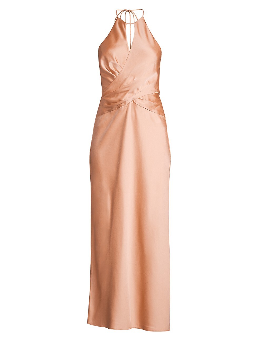Significant Other Alix Satin Halter Crossover Midi-Dress In