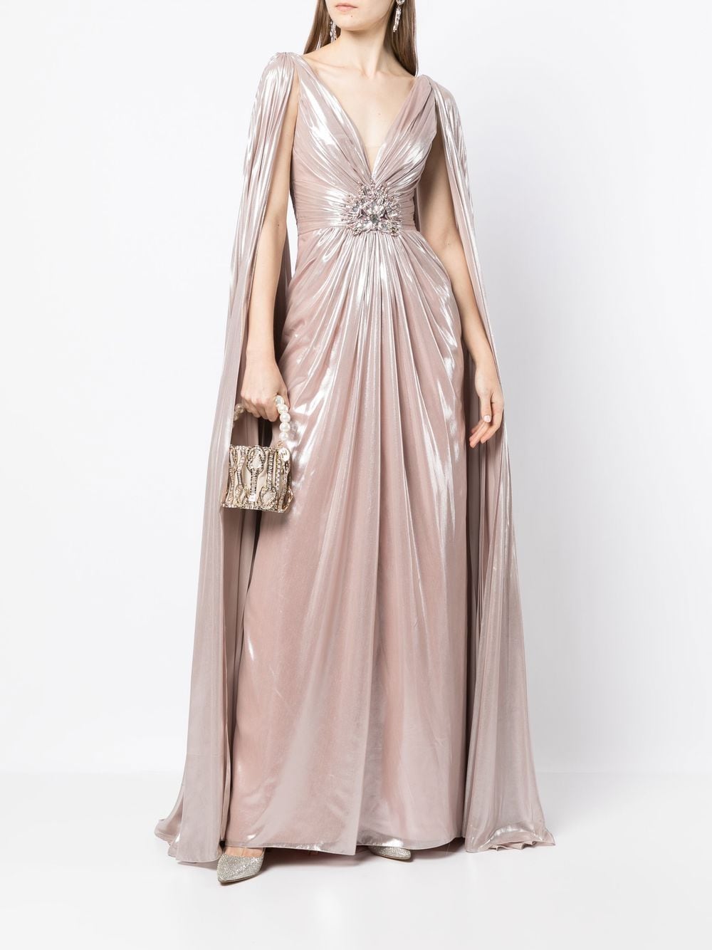 JENNY PACKHAM Celia Cape-Sleeved Gown
