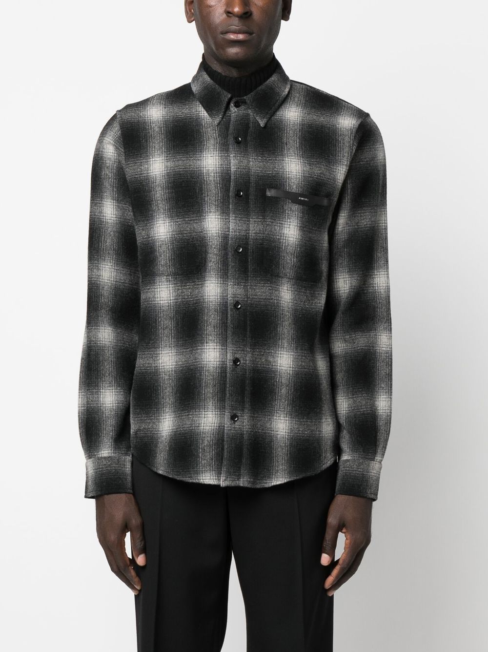 AMIRI logo-patch check-print shirt
