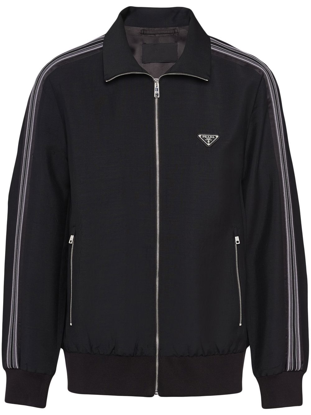 Prada Triangle-Logo Blouson Jacket In Black | Editorialist