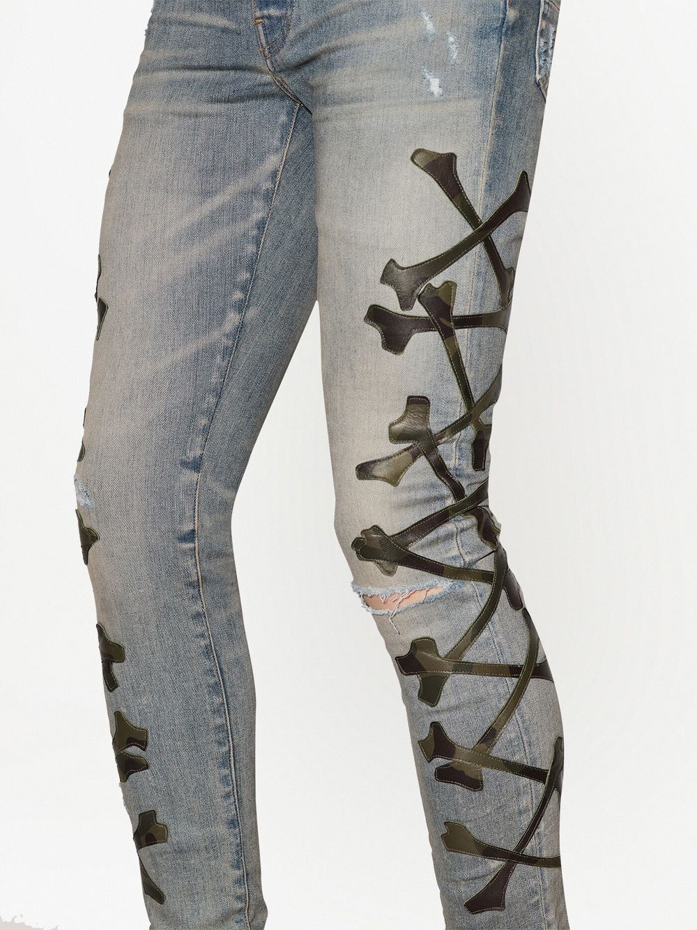 Amiri Camo Bones Skinny Jeans - Blue | Editorialist
