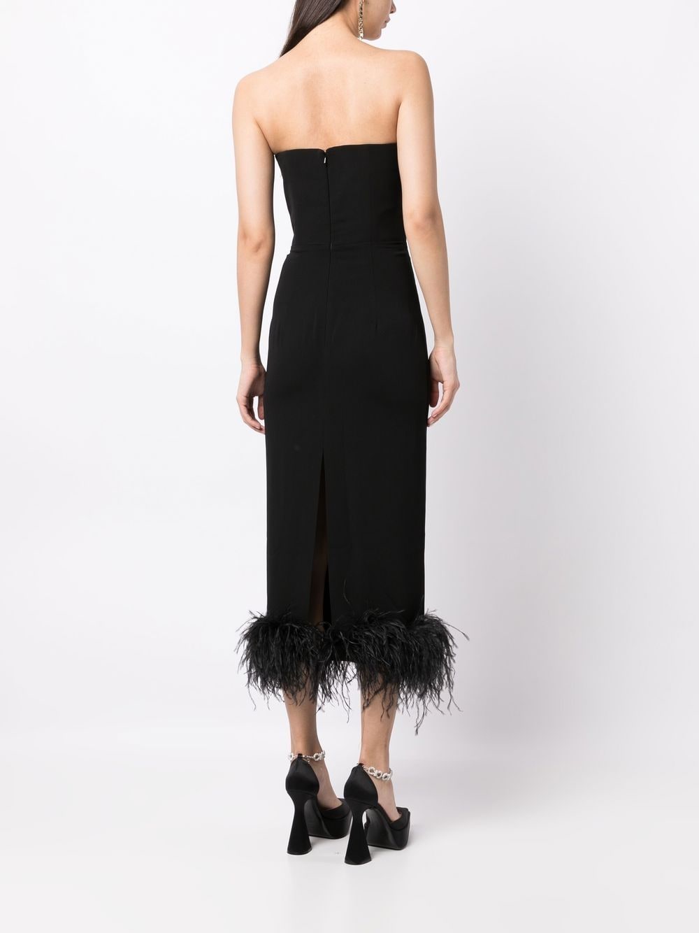 16arlington Strapless Feather-trim Dress - Black 16arlington Strapless Feather-trim Dress - Black