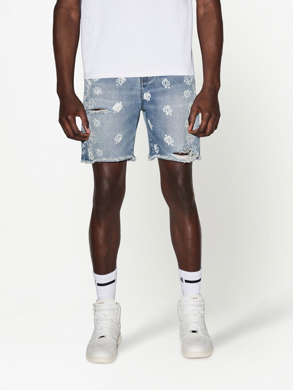 AMIRI AMIRI Bleach Bandana Print Denim Shorts