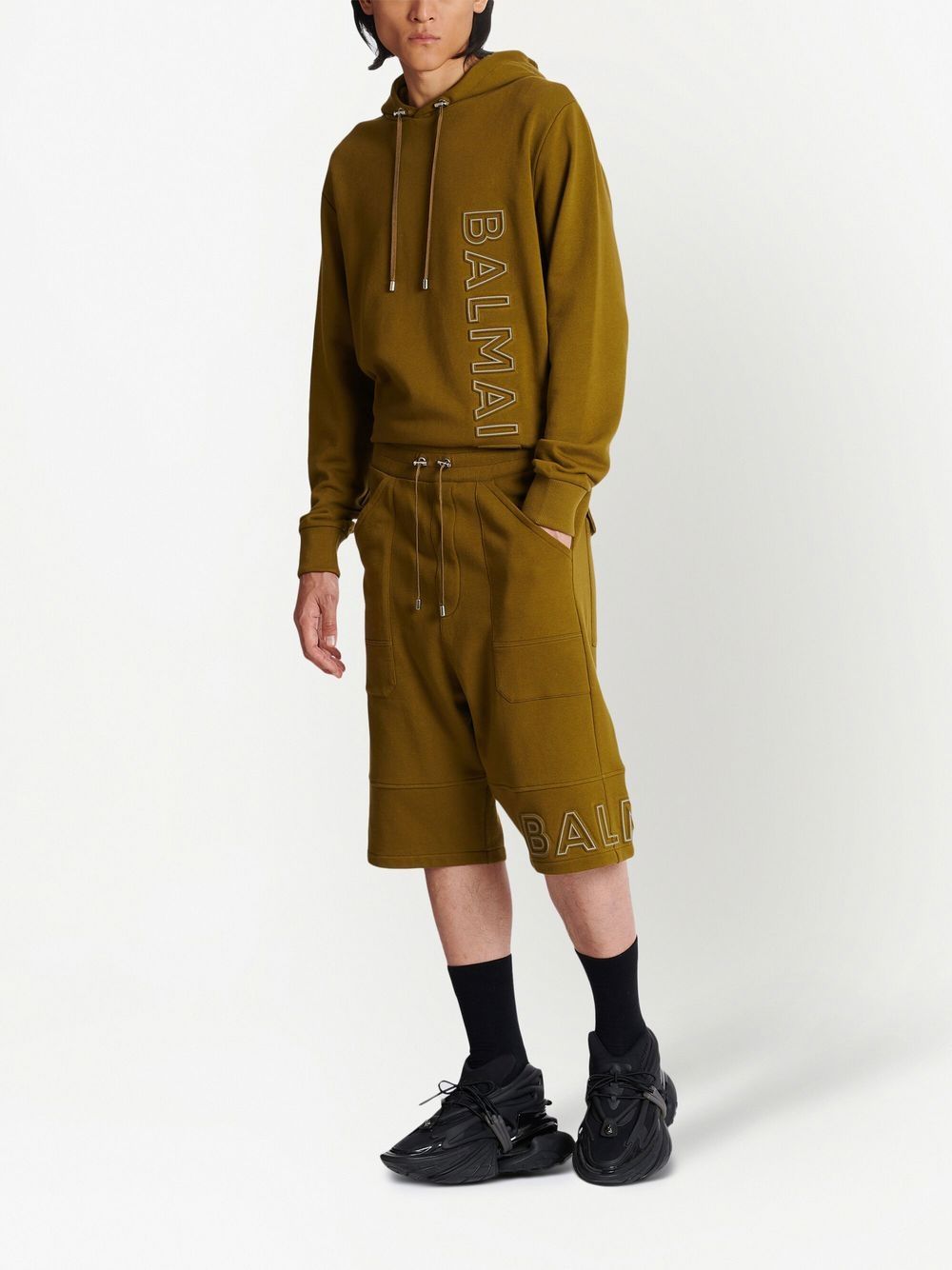 BALMAIN Balmain Logo-Print Organic-Cotton Shorts