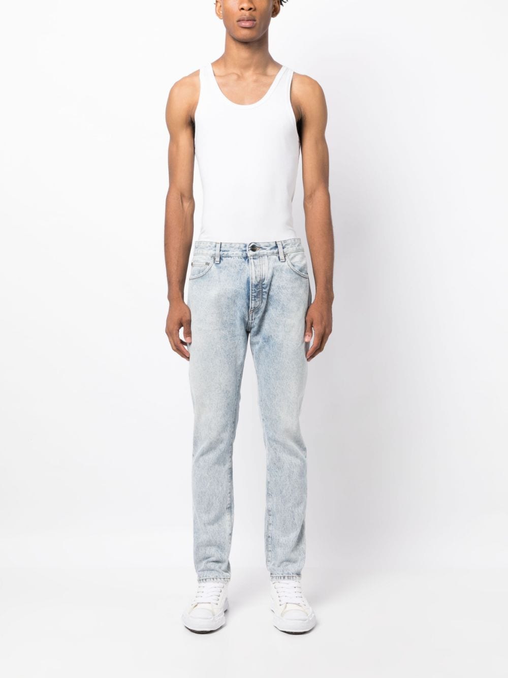 PALM ANGELS Palm Angels Curved-Logo Print Jeans
