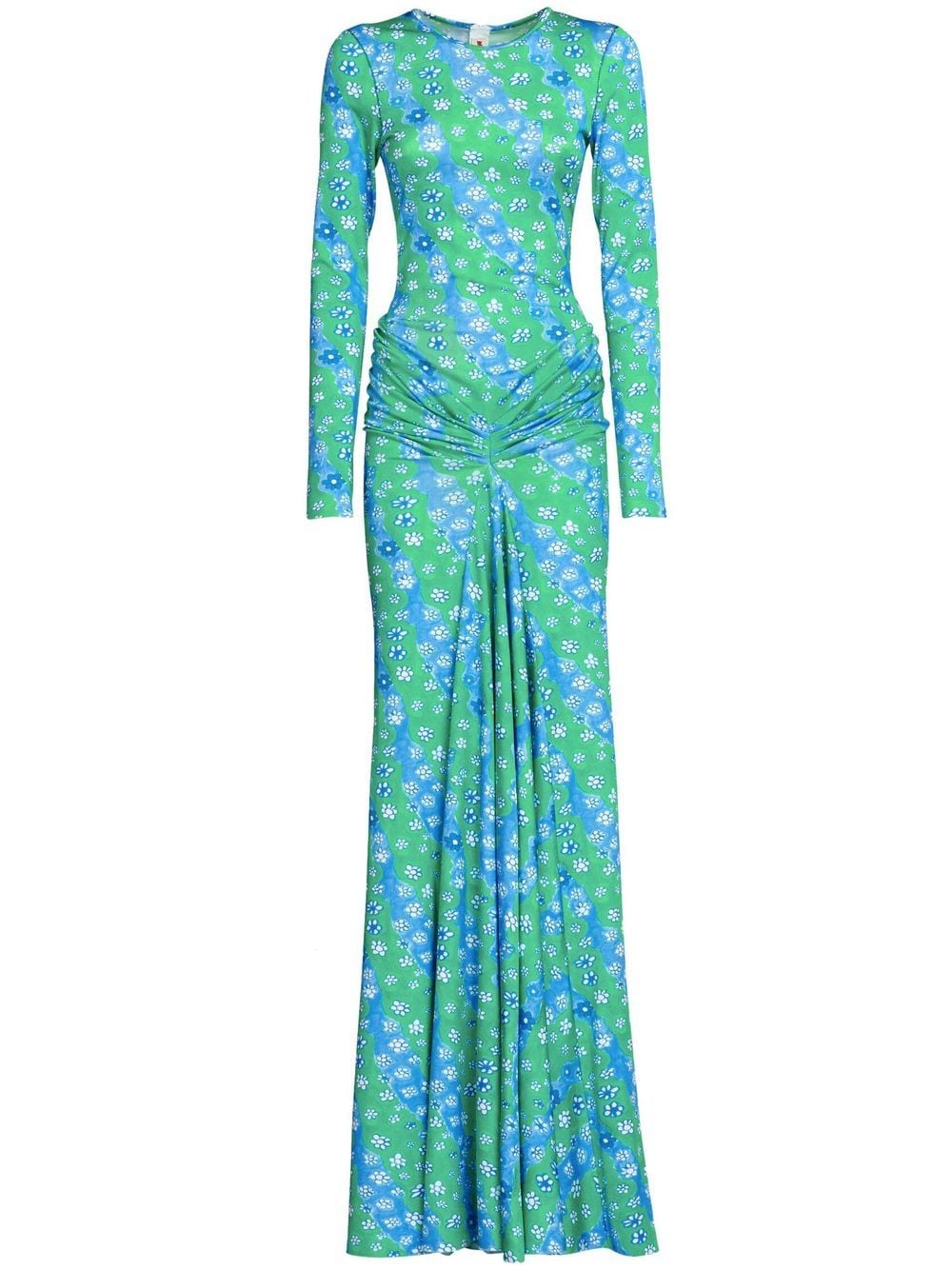 Marni Floral-Print Ruched Maxi Dress In Green - 70% Off | Editorialist