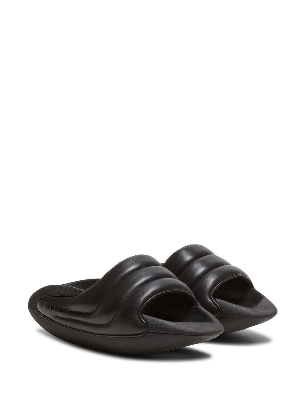 Balmain Puffy Quilted Slides - Black - 70% Off | Editorialist