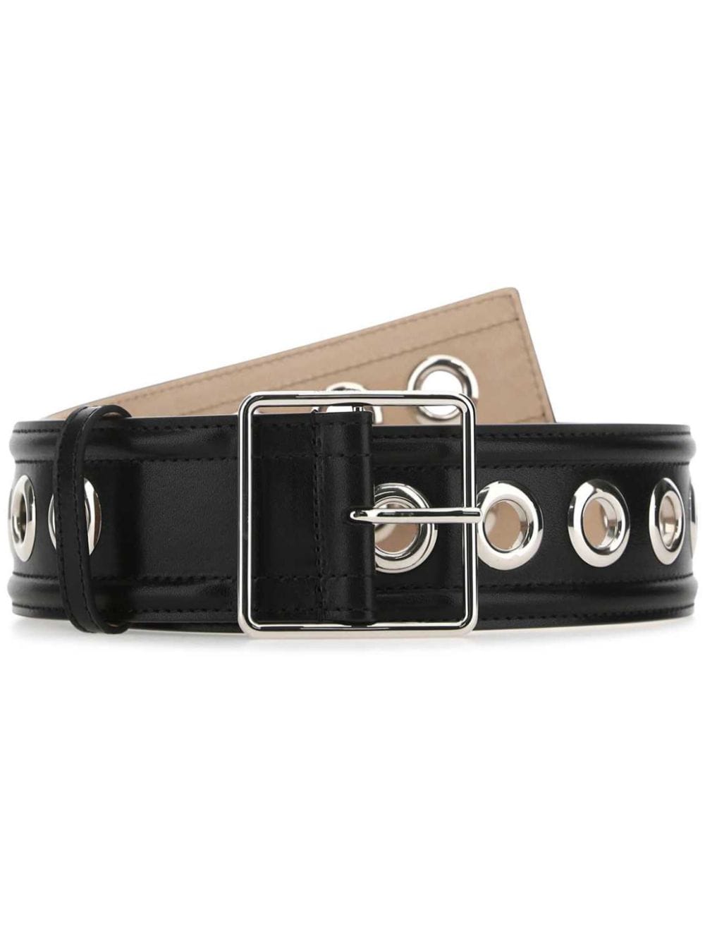 Alexander Mcqueen 50mm Eyelet-Detail Belt In Black - 18% Off  display picture 2