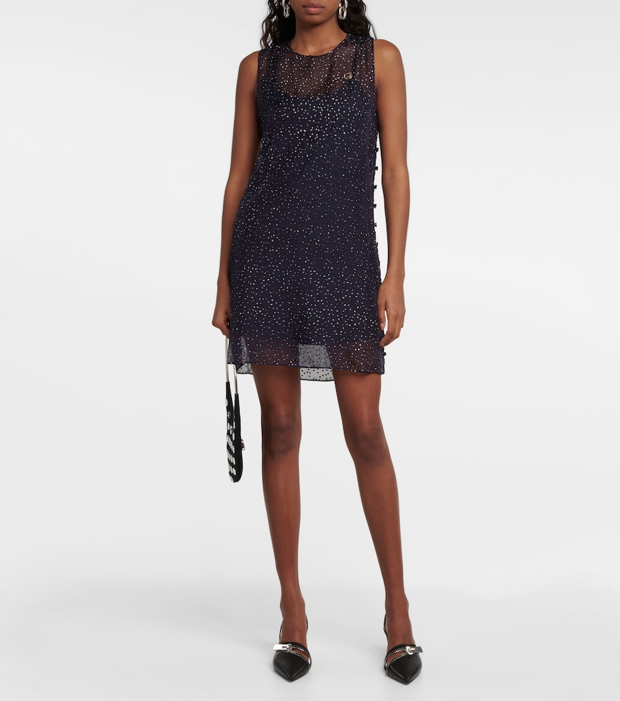 COPERNI Coperni Embellished Sheer Silk Minidress