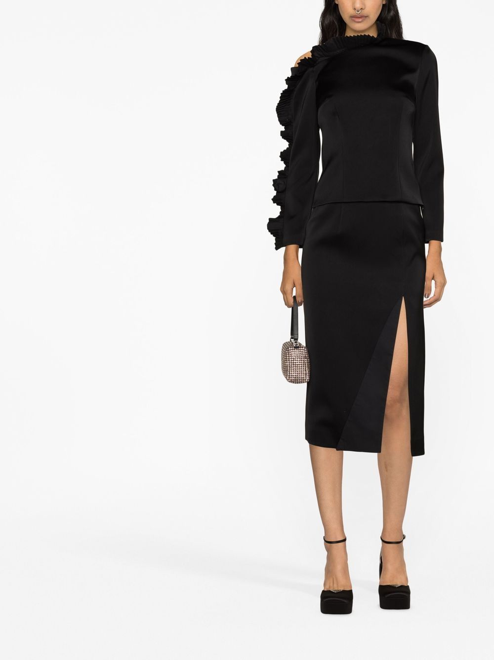 V:PM ATELIER Side-Slit Midi Skirt