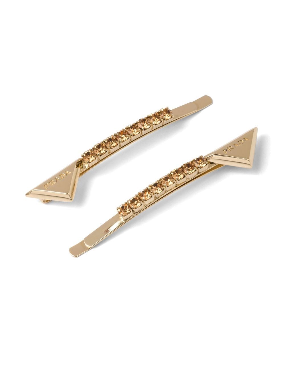 Prada Crystal-Embellished Hair Clips - Gold | Editorialist display picture 3