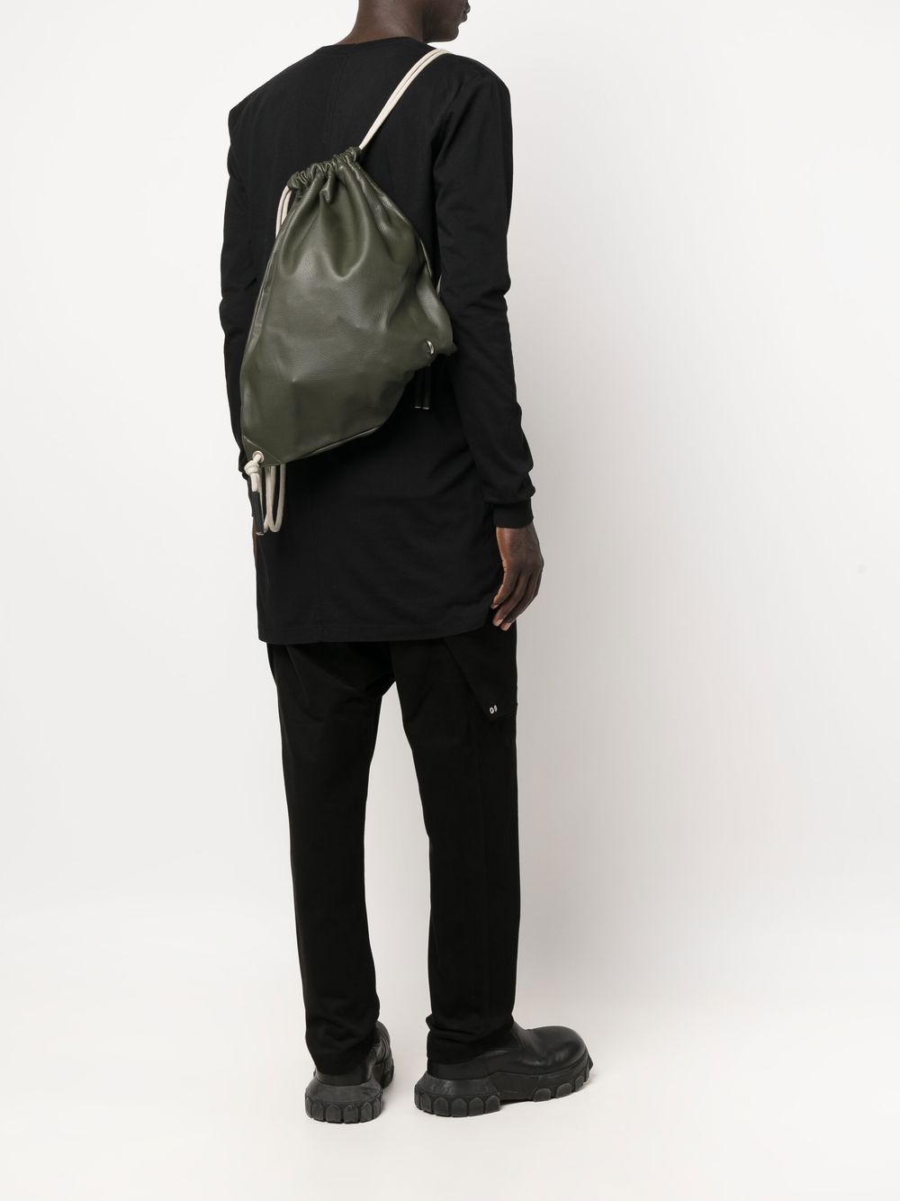 Rick Owens Leather Drawstring Backpack - Green | Editorialist