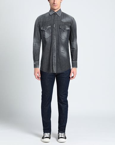 DSQUARED2 man denim shirt charcoal size 36 cotton