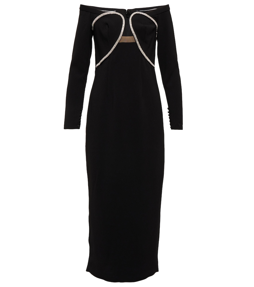 self portrait black off the shoulder dress Self-portrait Black Off Shoulder Midi Dress Black