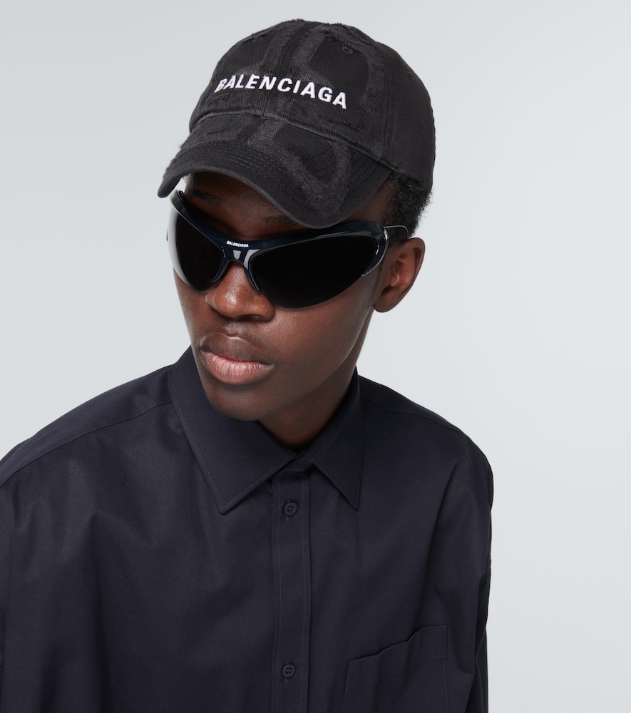Balenciaga Distressed Cotton Baseball Cap - Black | Editorialist display picture 3