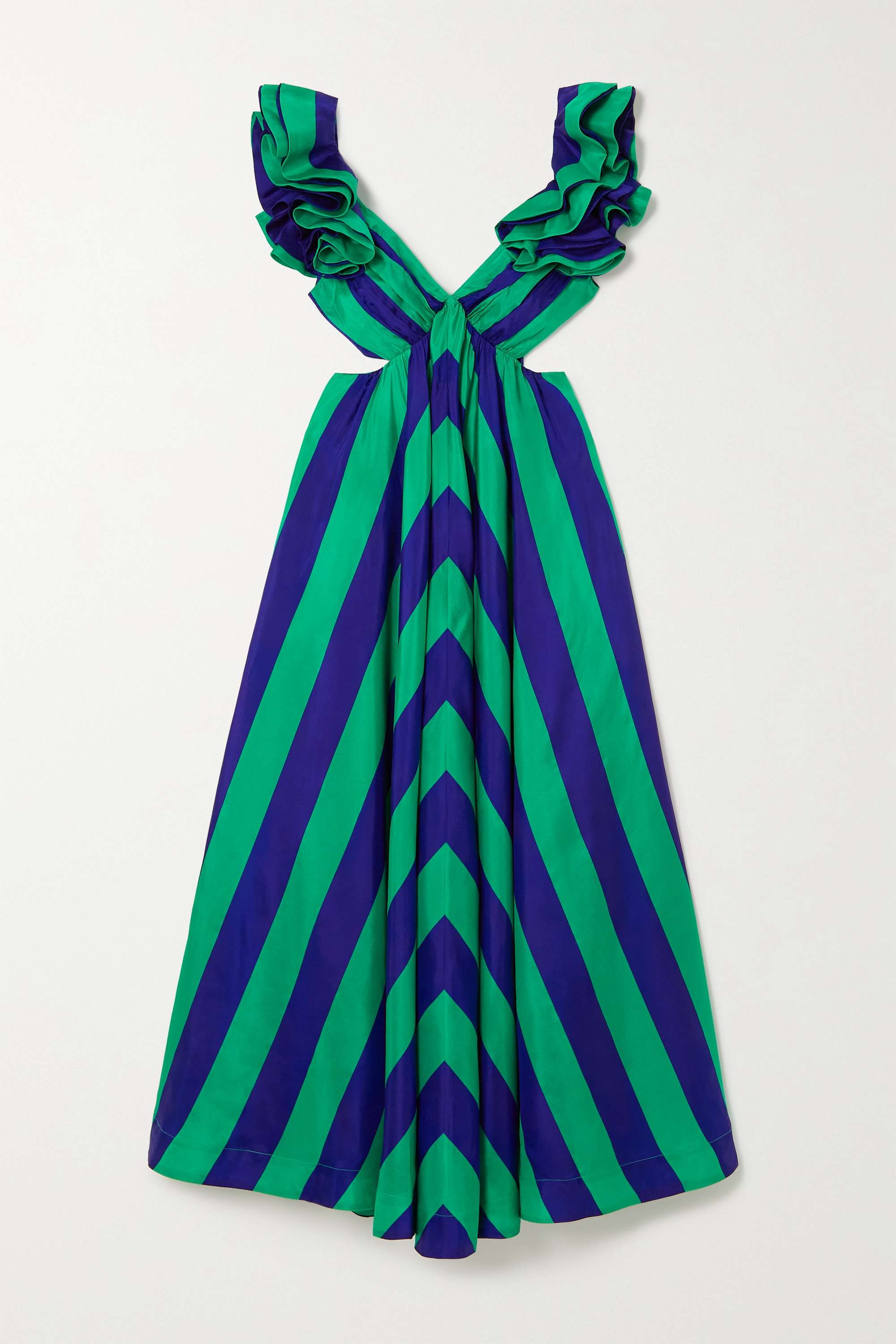 Zimmermann Tiggy Cutout Striped Silk Midi Dress In Green - 30% Off |  Editorialist