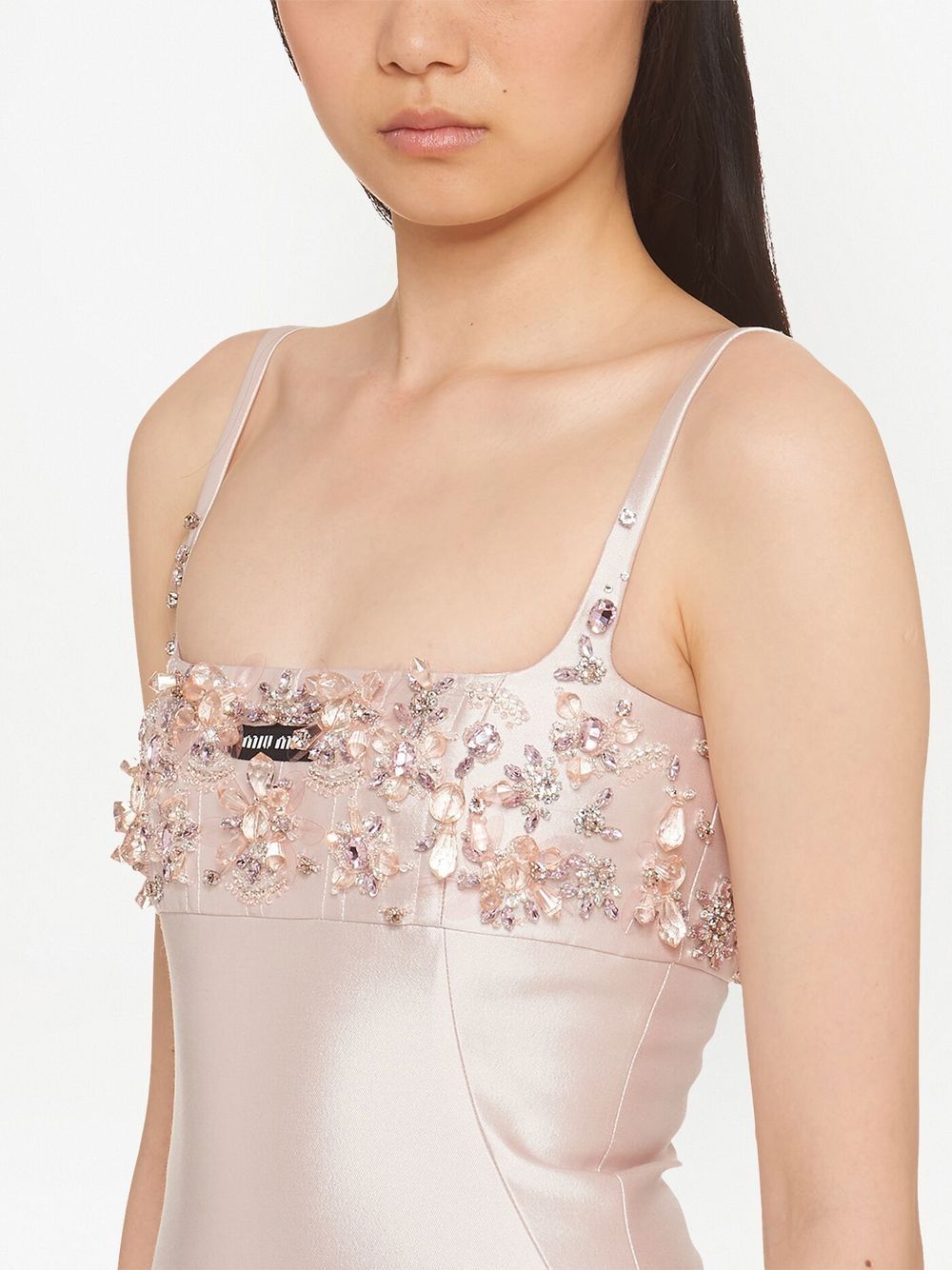miu miu pink dress miu miu dress pink Miu Miu // Fall 2021 Silk Crystal Embellished Dress   VSP Consignment-parroquiadesanalbertomagno.com