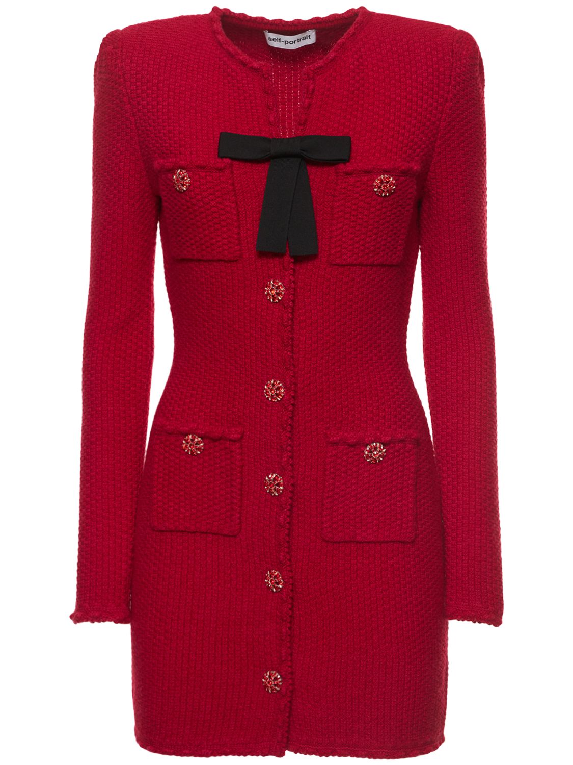 self portrait red melange knit dress Self-Portrait MéLange Wool Blend Mini - new_arrivals_uk