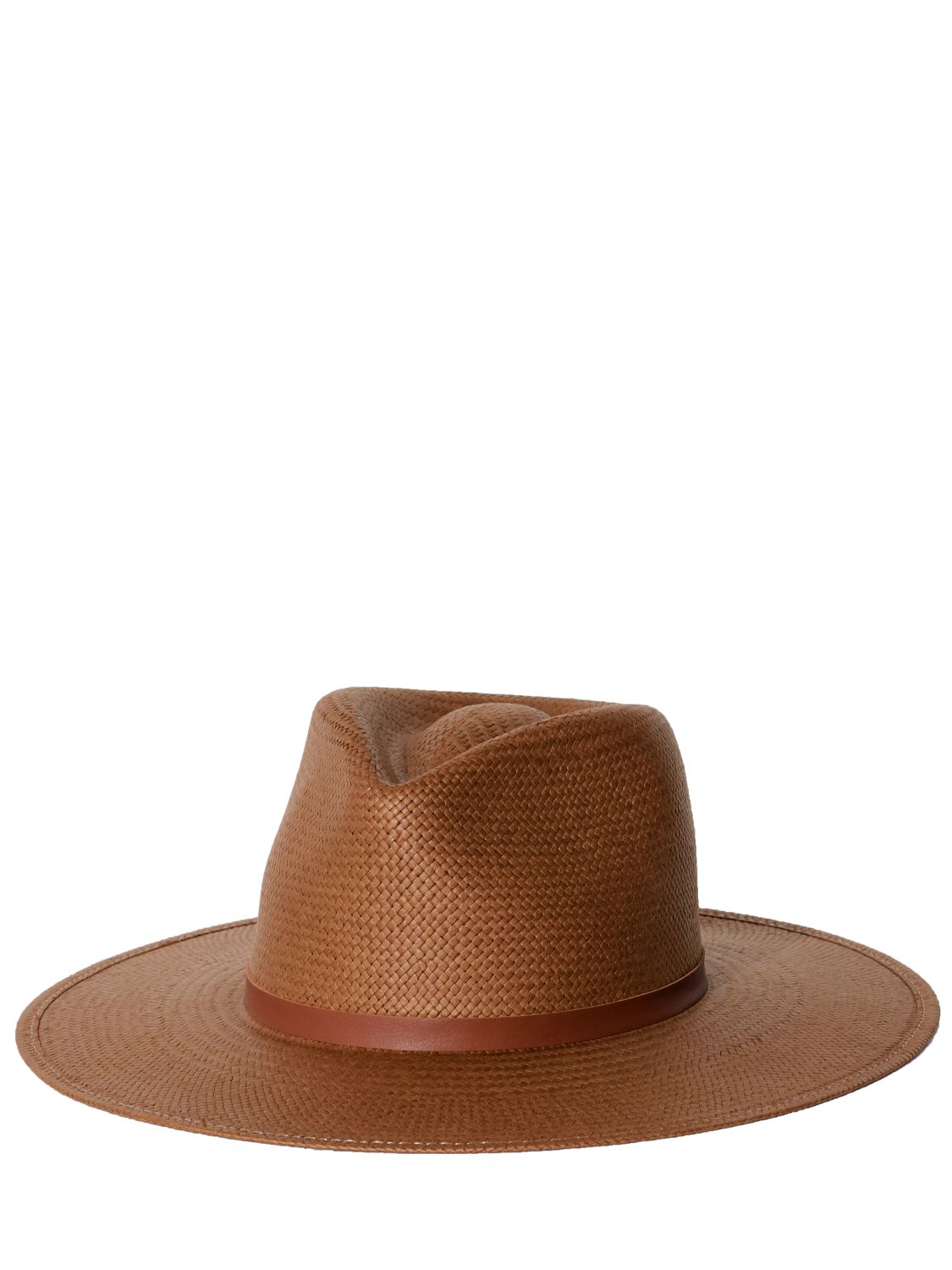 Janessa Leone Cream Wide-Brim Panama Hat with Dark Brown Band Janessa leone straw hat - Gem main image 4