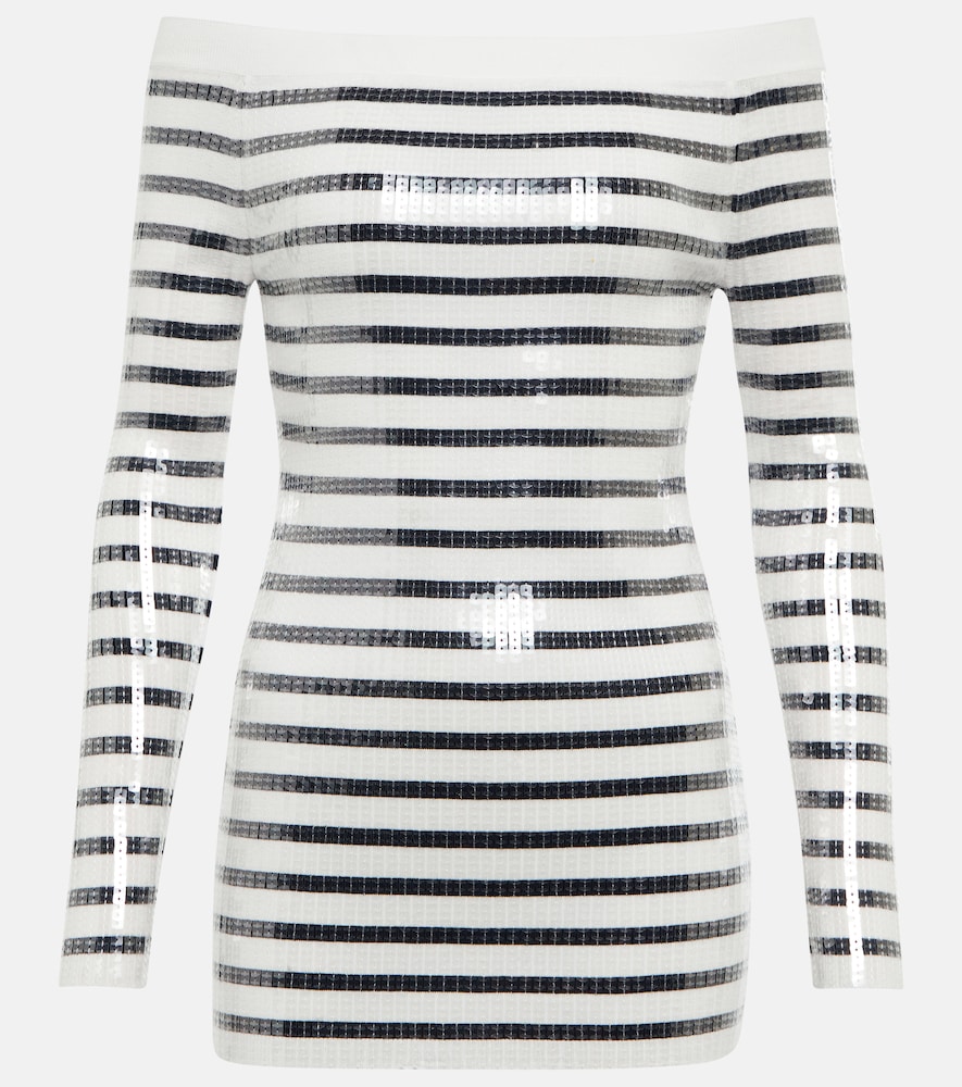 JEAN PAUL GAULTIER Jean Paul Gaultier Sequined Striped Sweater Minidress