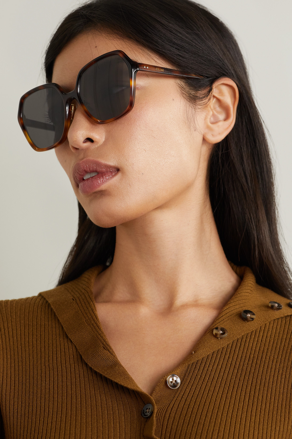 Celine Oversized Square-Frame Sunglasses - Tortoiseshell  display picture 2