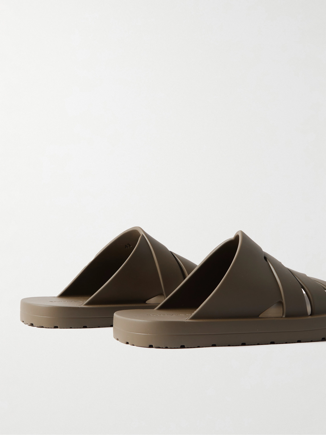 Bottega Veneta Matt Rubber Sandals - Brown | Editorialist display picture 2