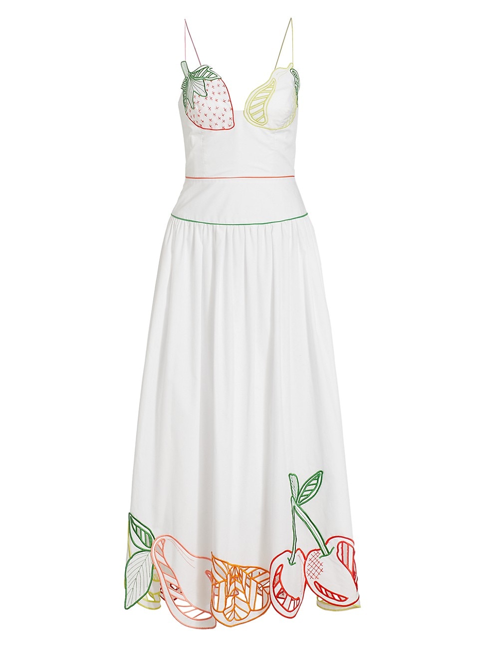Lela Rose Fruit-Embroidered Midi-Dress In White - 75% Off