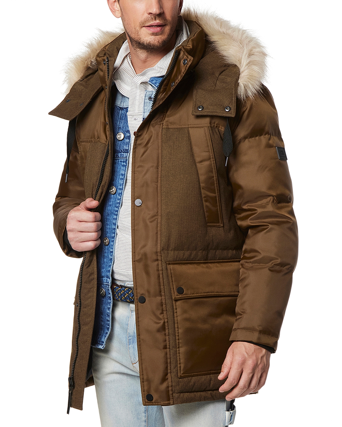 ANDREW MARC Tripp Removable Faux Fur Hooded Parka