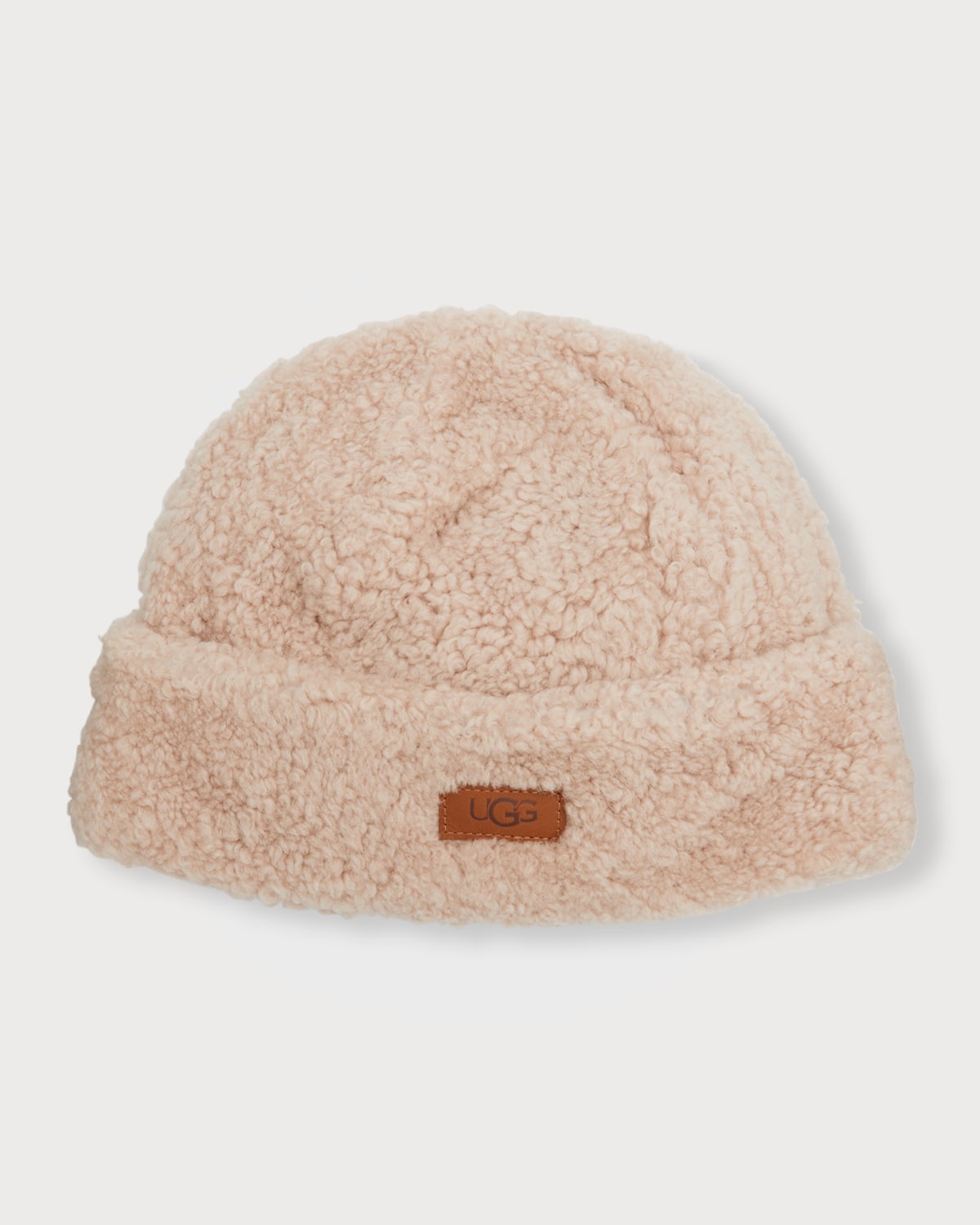 Ugg Curly Shearling Beanie With Logo In Clff Cliff - 60% Off 
