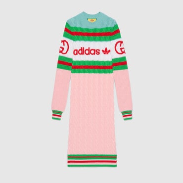 adidas x gucci cotton jersey dress Gucci Adidas X Cotton Jersey Dress In Blue