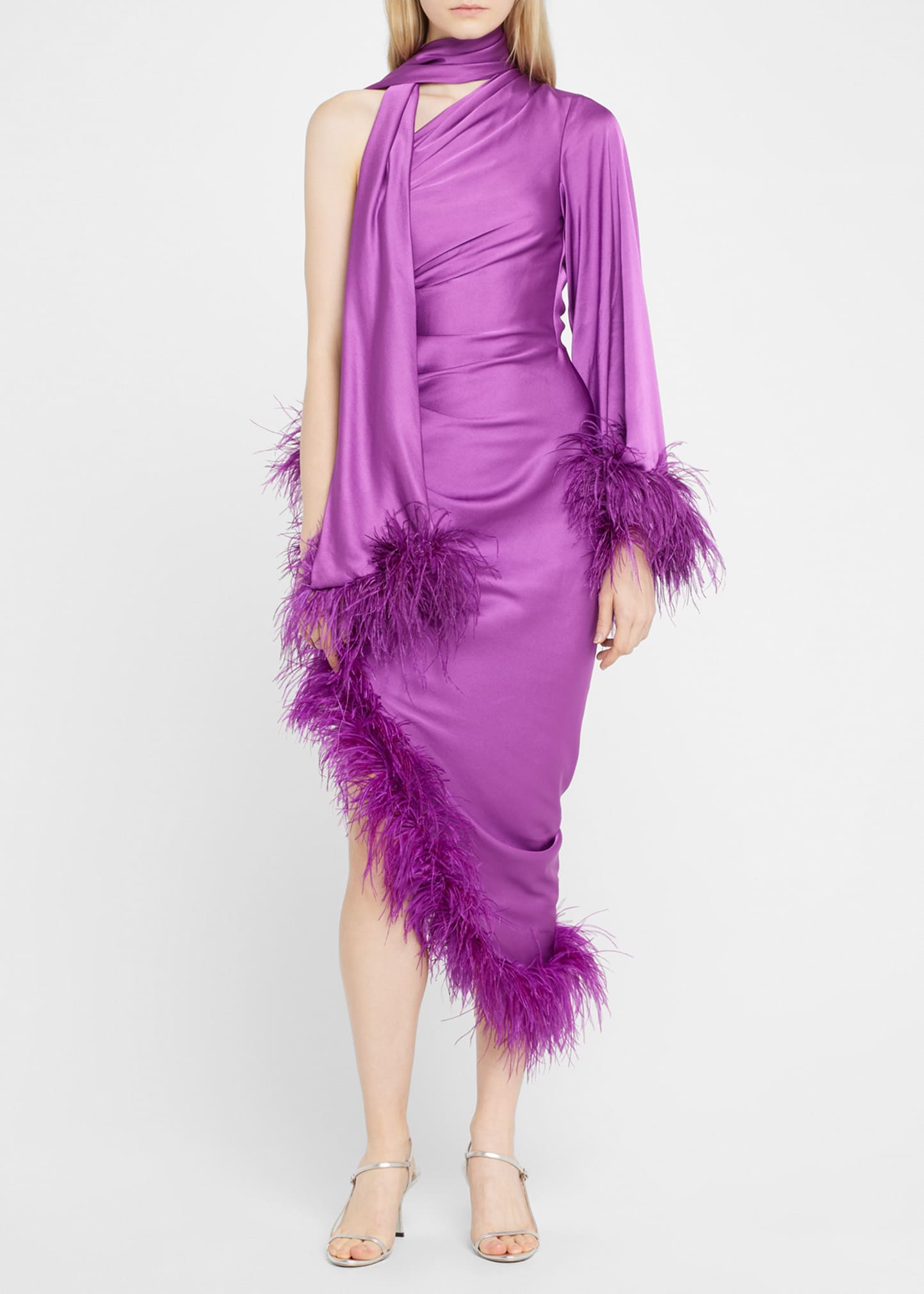 knee length dresses for ladies WOMENS OSTRICH FEATHER TRIMMED DRESS – The Clothing Lounge main image 0