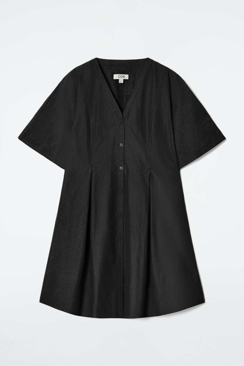 Cos Pleated A-Line Mini Dress - White | Editorialist Cos Pleated A-Line Mini Dress - White | Editorialist