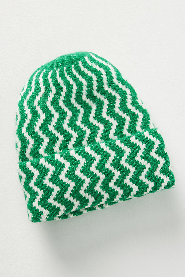 Anthropologie Zig Zag Beanie In Green - 30% Off | Editorialist display picture 1