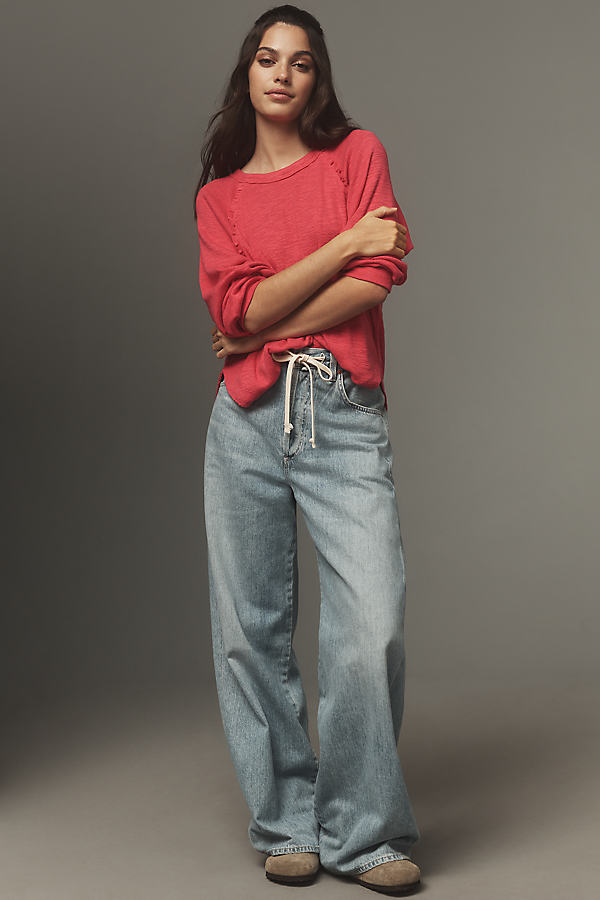 PILCRO Pilcro Ruffled Raglan Thermal Top