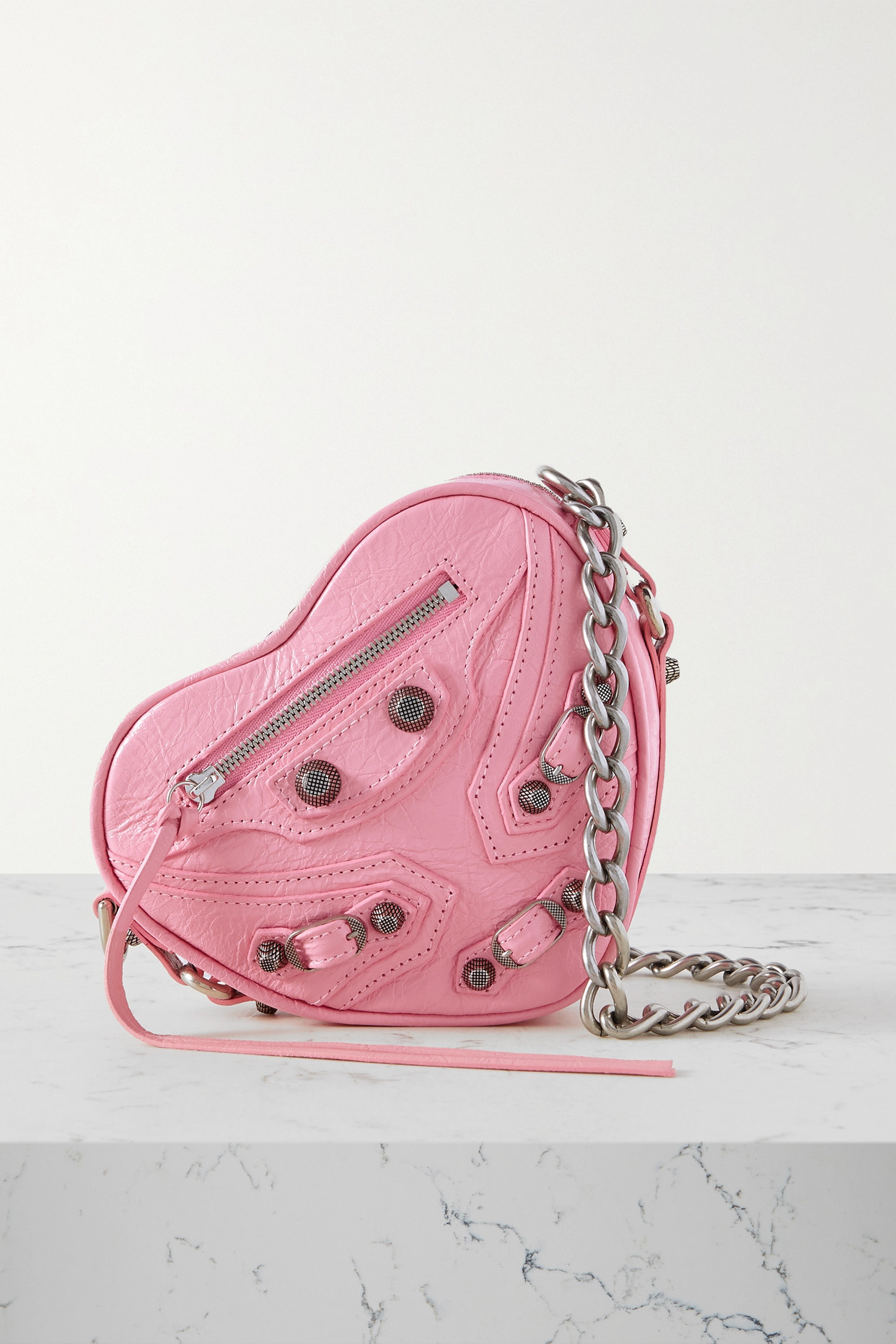 Balenciaga Le Cagole Heart Mini Crinkled-Leather Shoulder Bag In 