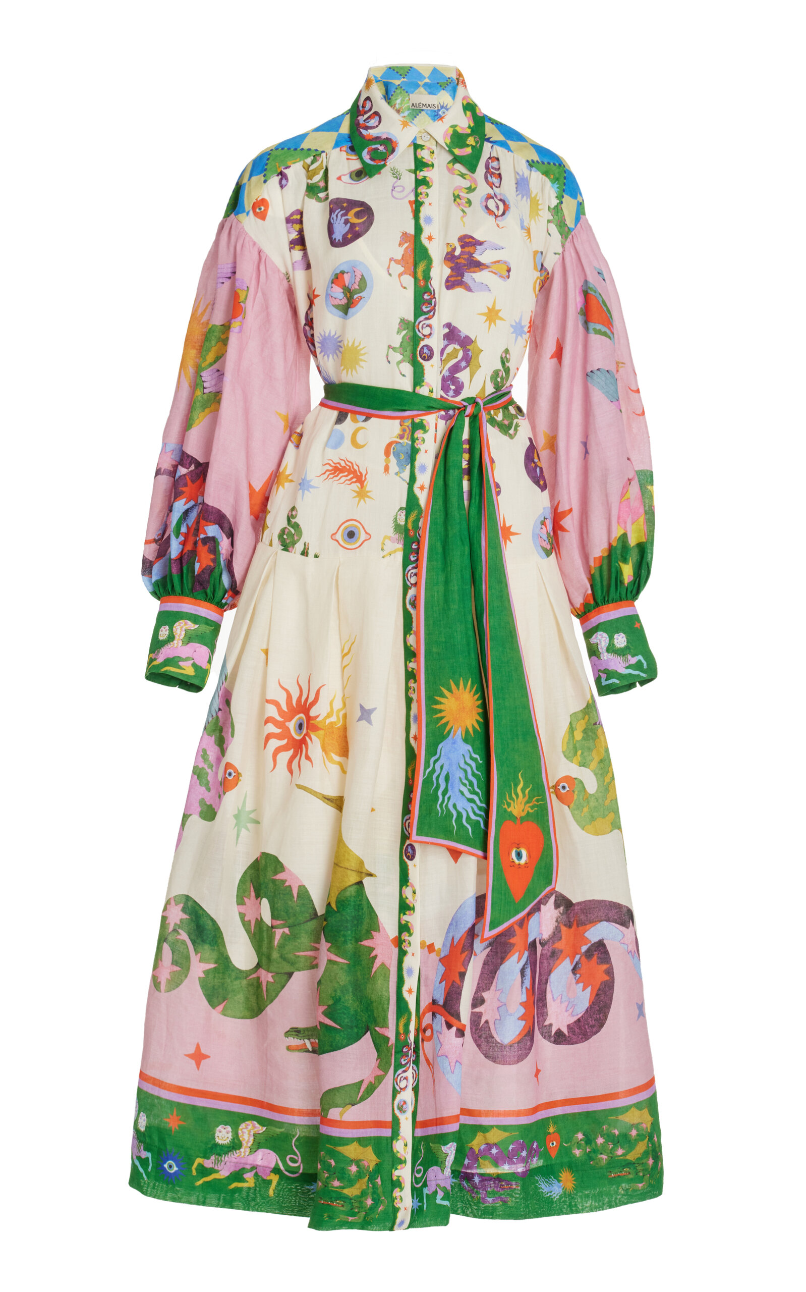 almais seeker printed linen midi dress Almais Seeker printed linen midi dress ALMAIS