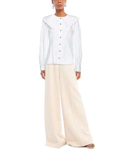 GANNI GANNI Organic Cotton Ruched Shirt with Ruffles