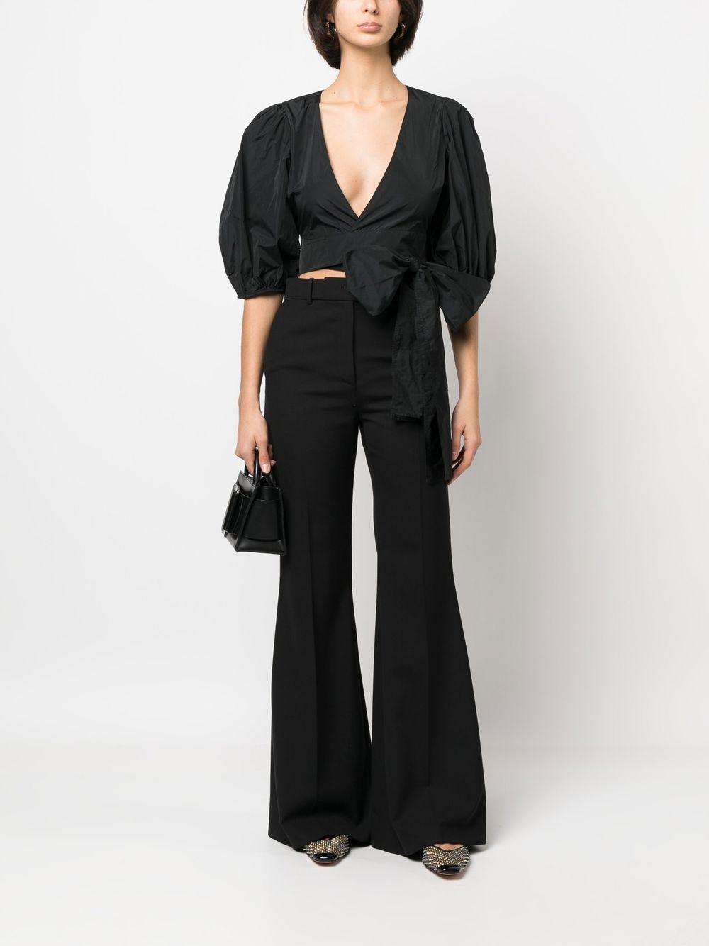 RED VALENTINO RED Valentino V-Neck Cropped Wrap Blouse