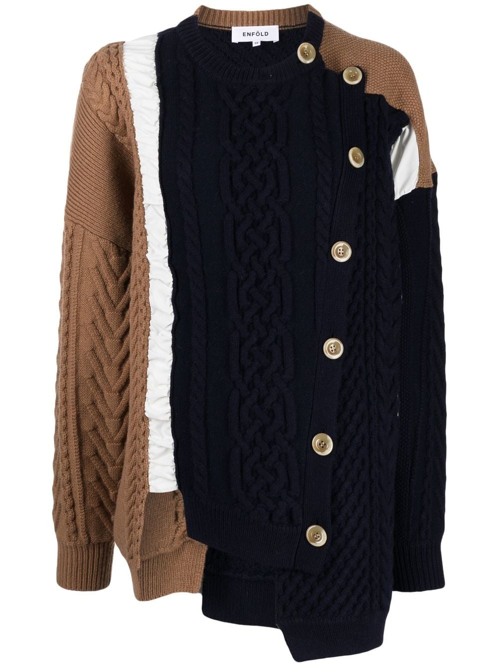 Enfold Asymmetric Colour-Block Cardigan In Blue - 30% Off