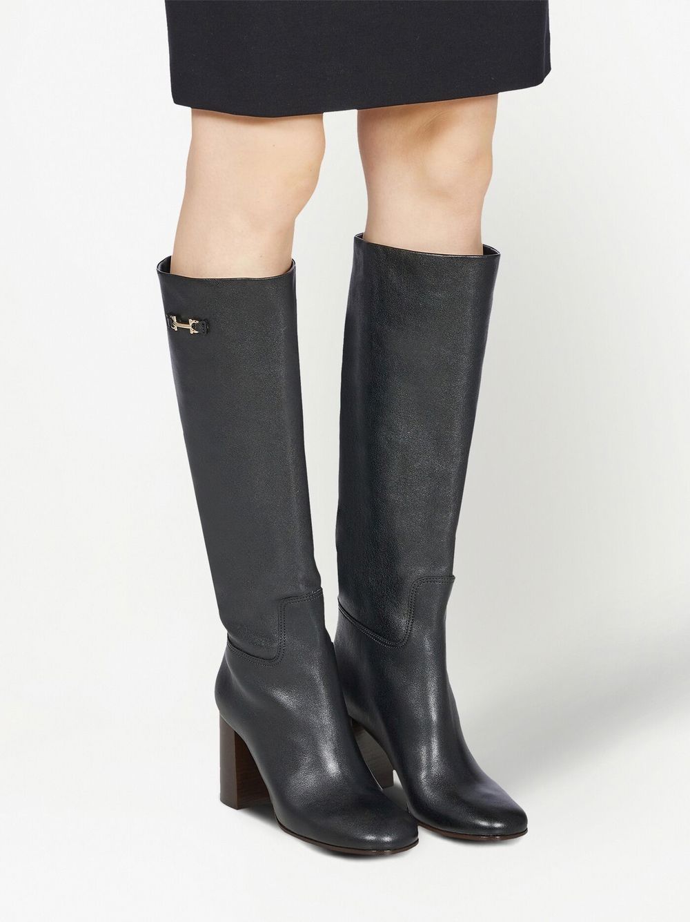 SALVATORE FERRAGAMO Ferragamo Gancini Bit Leather Knee-High Boots